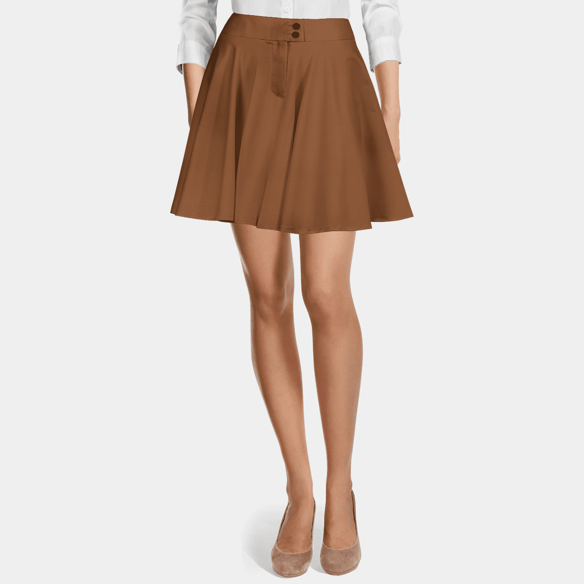 Copper high waisted short flared Skirt
