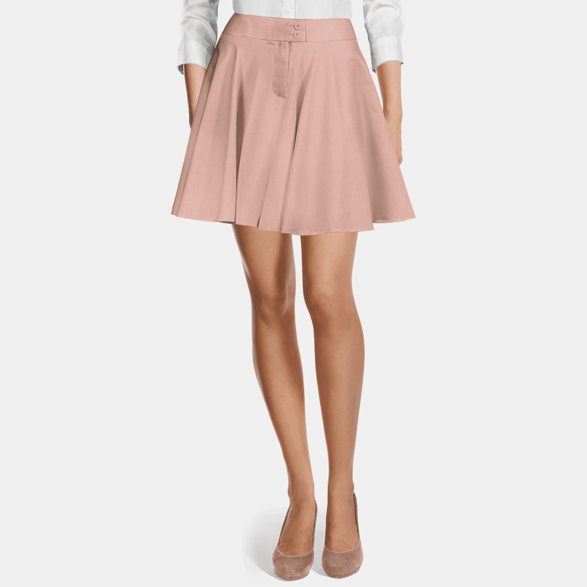 Blush pink high waisted short flared Skirt | Sumissura