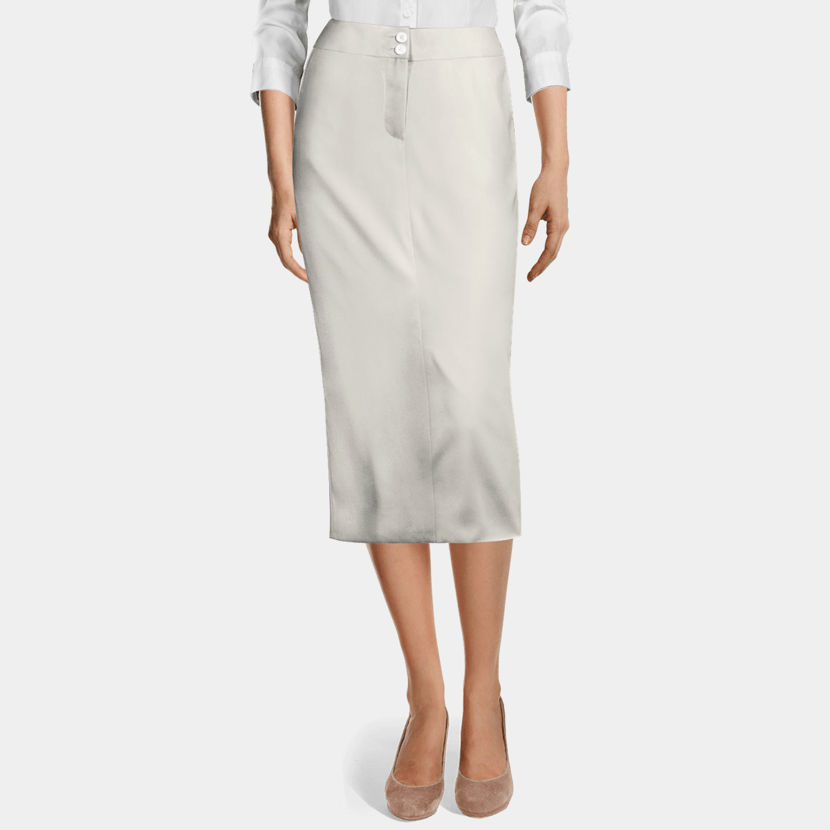 Ivory high waisted midi pencil Skirt