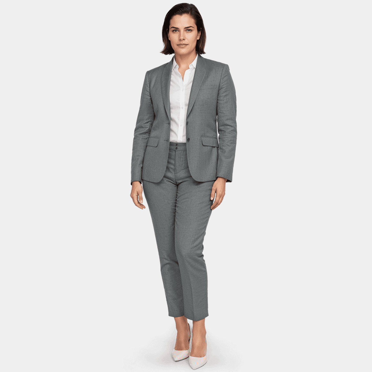 Silver linen Wide Leg Pant Suit - relaxed fit | Sumissura