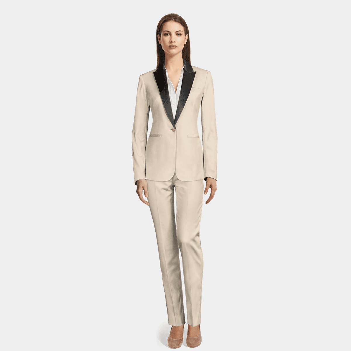 Cream Tuxedo with peak lapels with peak lapels | Sumissura