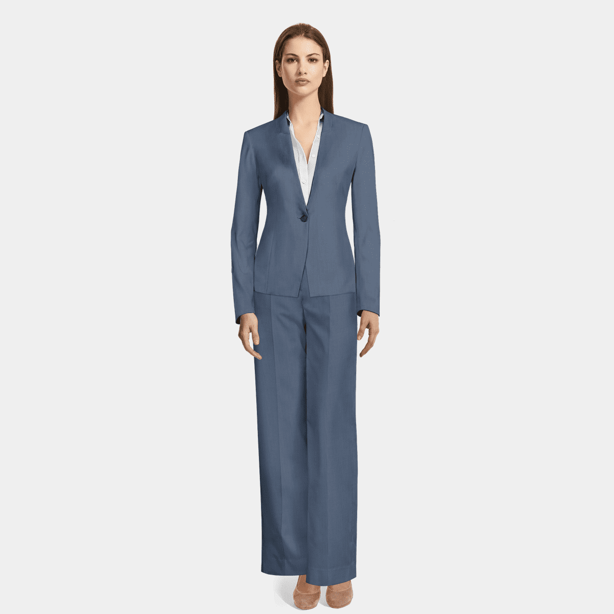 Traje pata elefante sin solapas Pizarra en mezcla lana | Sumissura