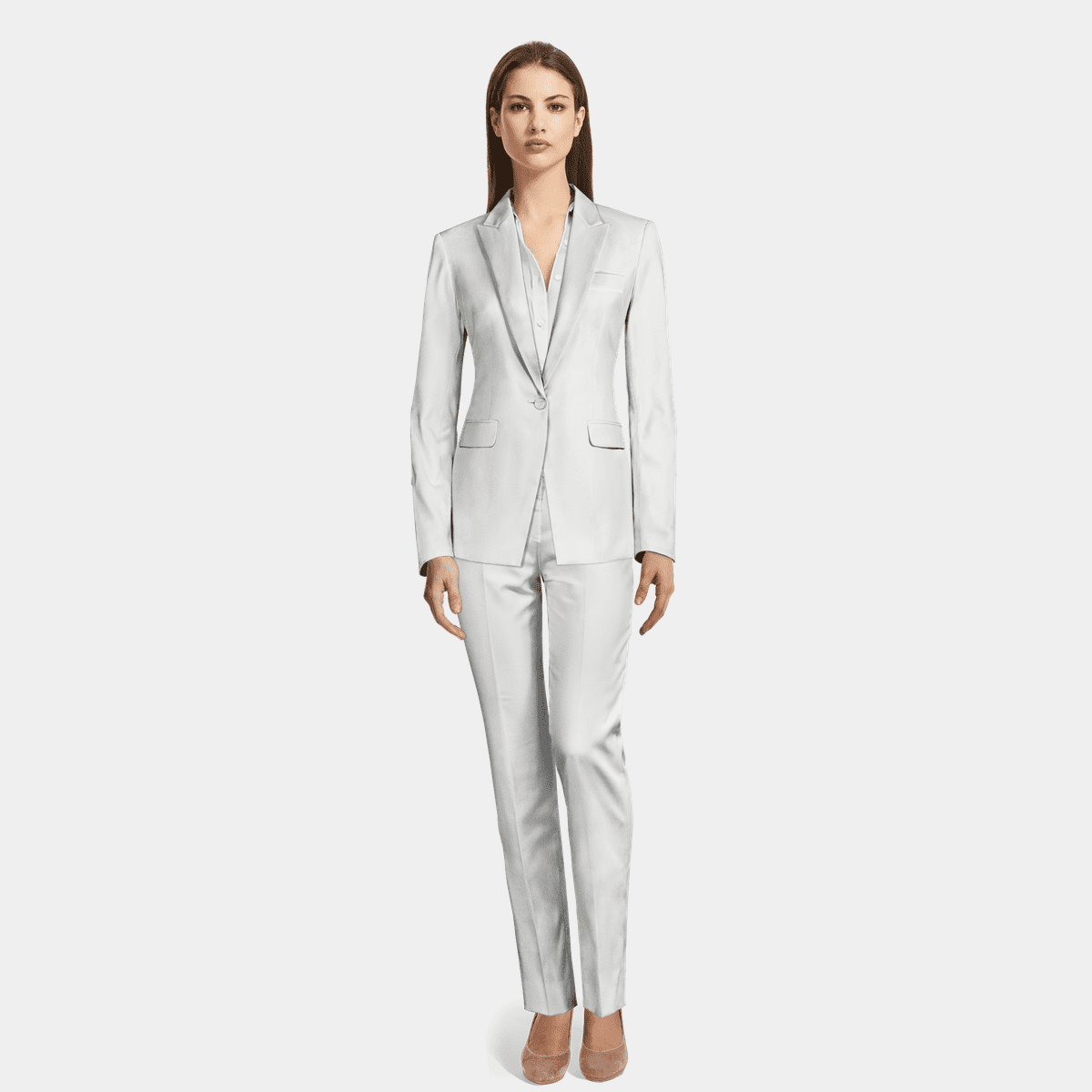 White stretch Woman Suit with peak lapels | Sumissura