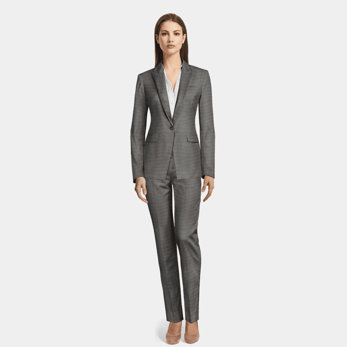 Silver shiny Pant Suit with peak lapels | Sumissura