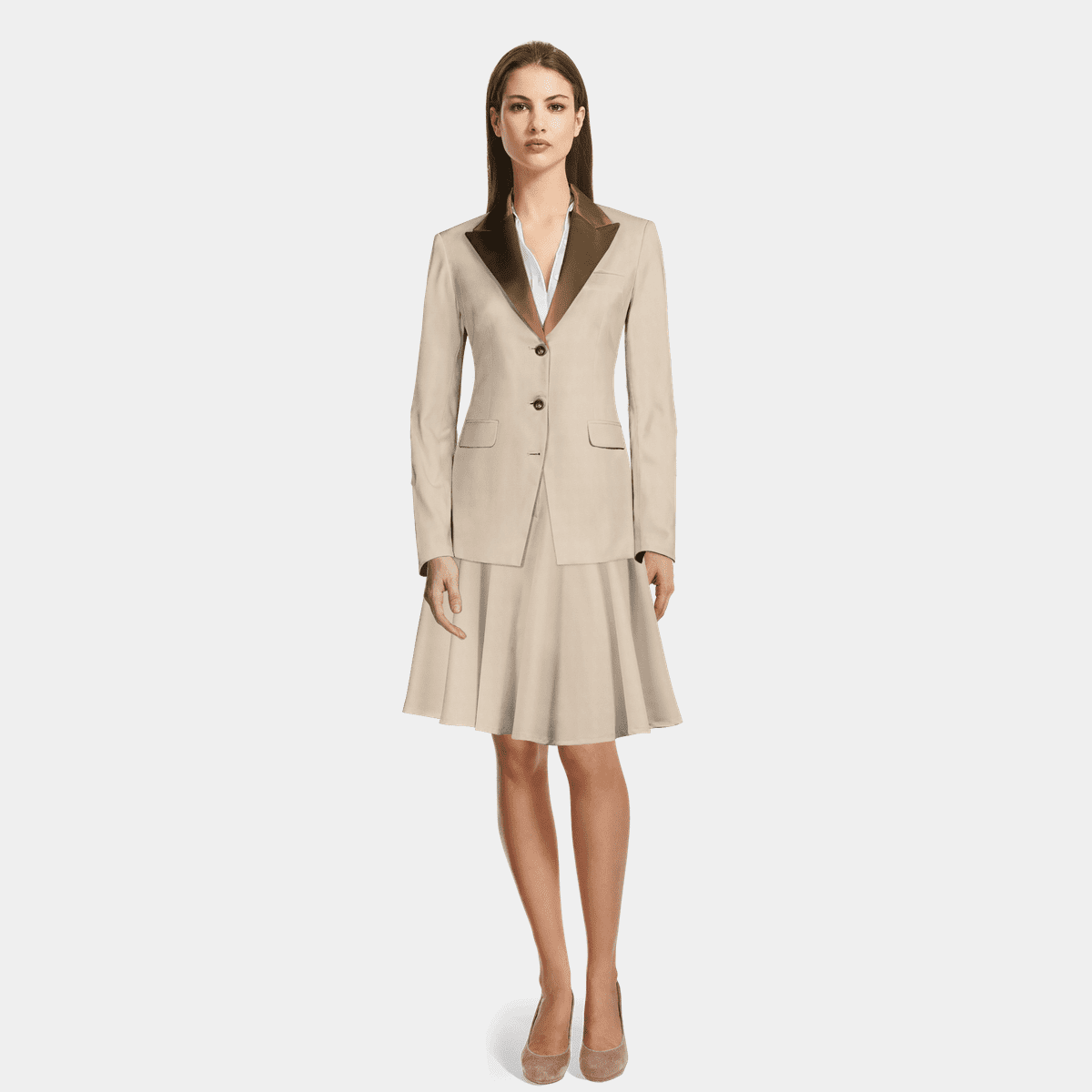 Sand Summer Flared Skirt Tuxedo with peak lapels | Sumissura