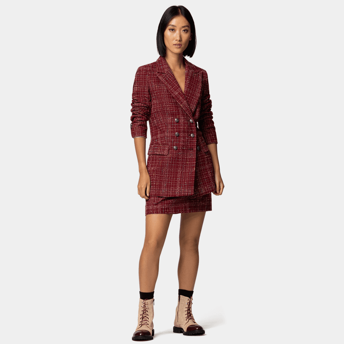 Women's red checked Suits | Sumissura