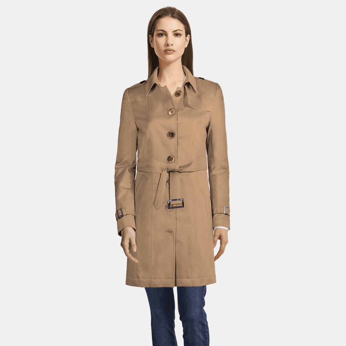 Straight cut Camel single-breasted Trench Coat | Sumissura