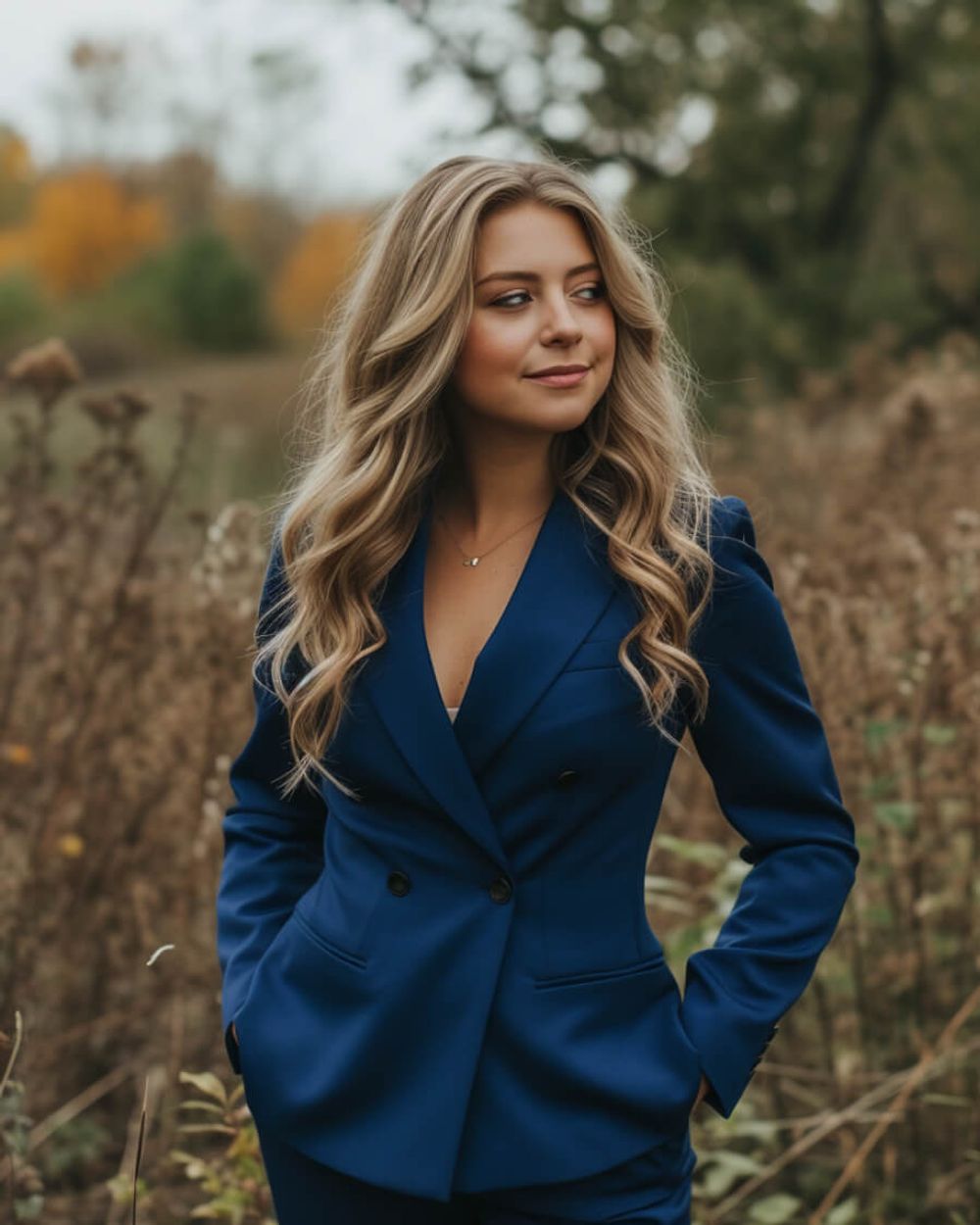 Navy Blue stretch Woman Suit | Sumissura