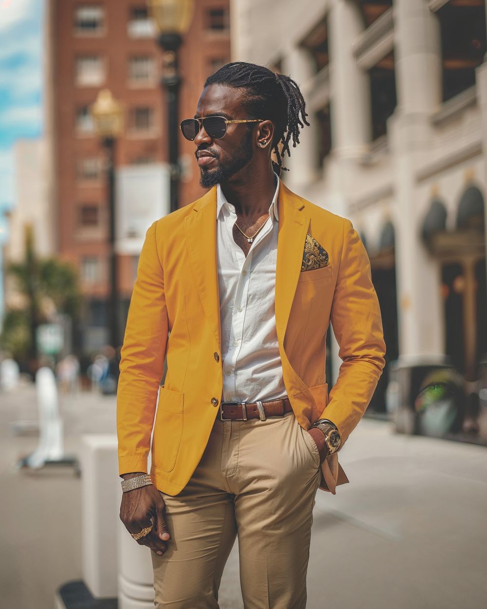 Pale Pink Blazer and Beige Chinos Combo | Hockerty