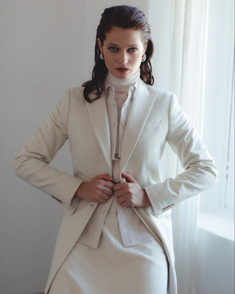 Cream Tuxedo with peak lapels with peak lapels | Sumissura