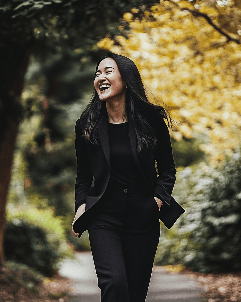 Black Blazer with Crew Neck Top | Sumissura