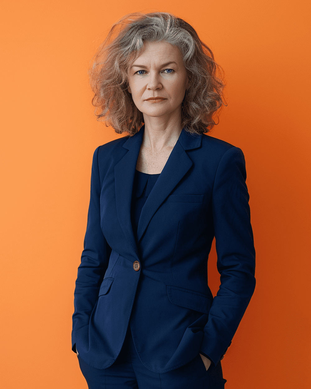 Navy Blue Double-Breasted Suit with White Pocket Square | Sumissura