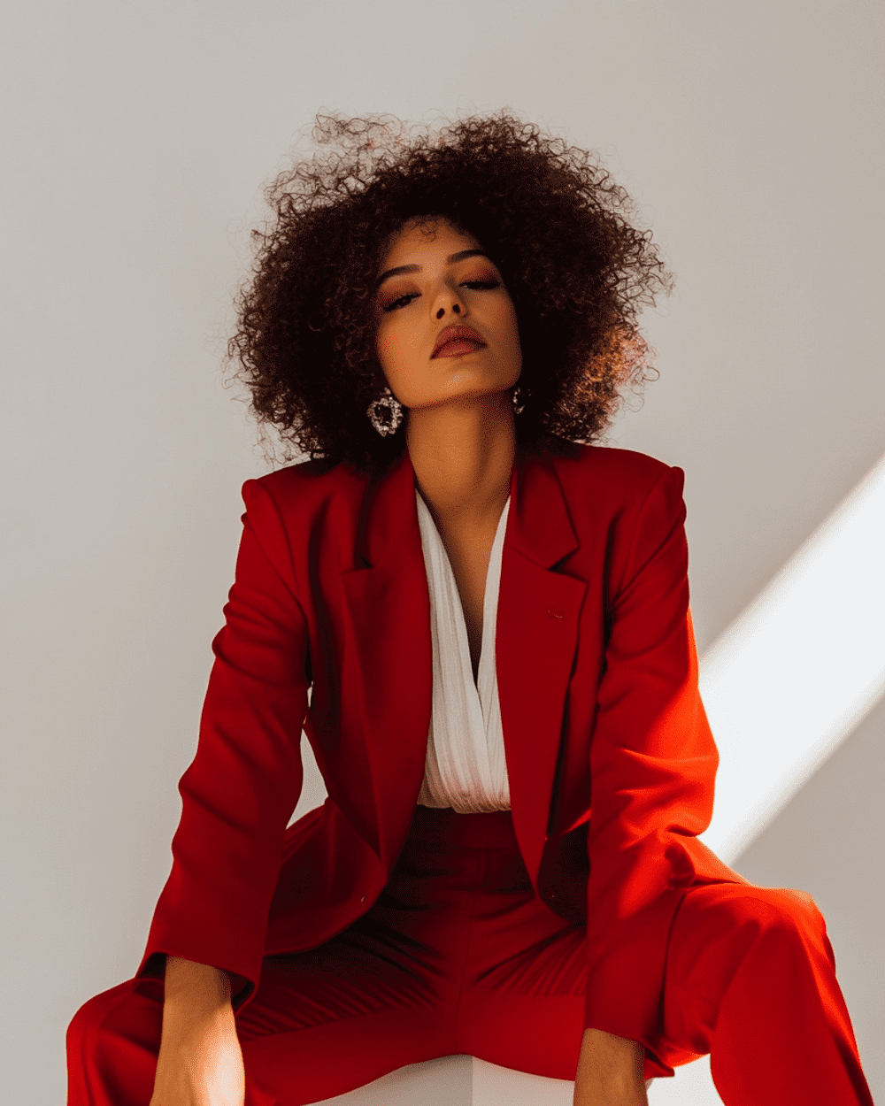 Red Power Suit with Matching Top | Sumissura