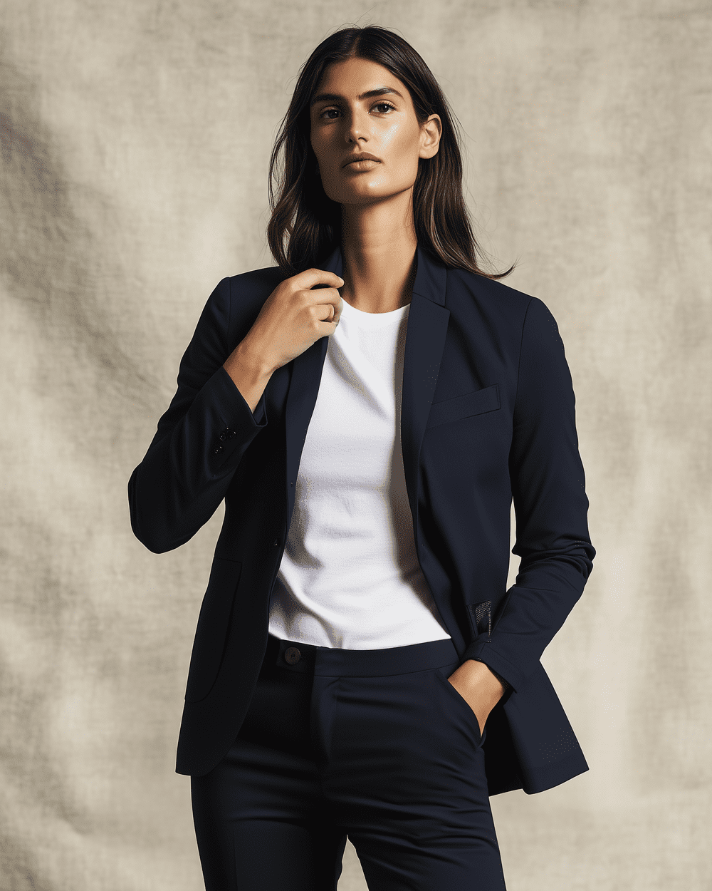 Dark Blue stretch Pant Suit | Sumissura