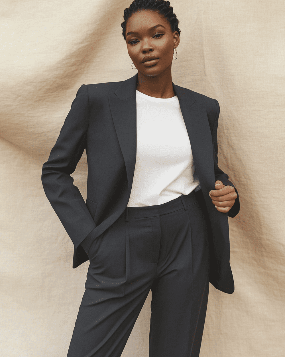 Mocha Suit with White Tee | Sumissura