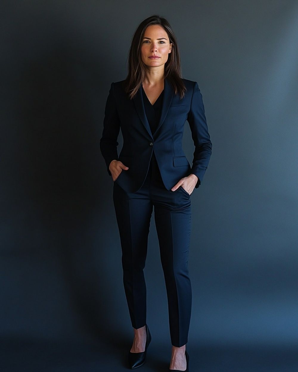 Navy Blue Suit with Deep Plunge Blazer | Sumissura
