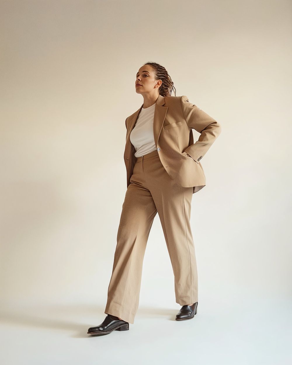 Brown Checked Suit with Blush Pink Shirt | Sumissura