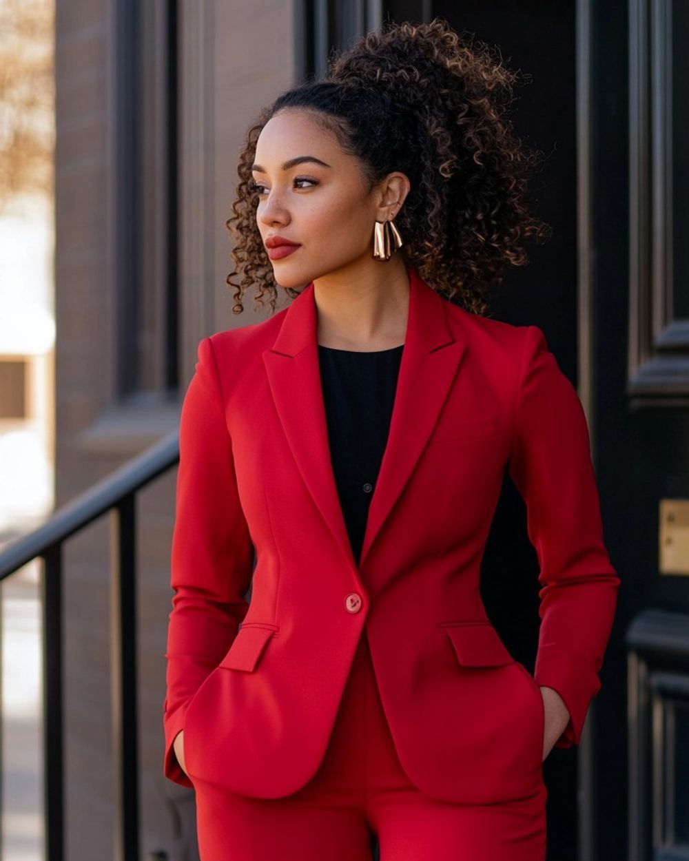 Traje de Poder Azul Marino con Top Negro Minimalista | Sumissura