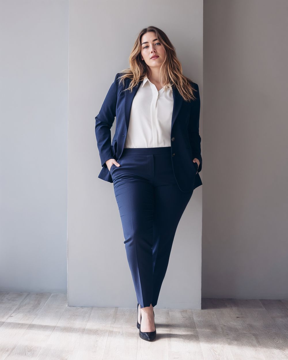 Navy Blue Ankle Pantsuit - relaxed fit | Sumissura