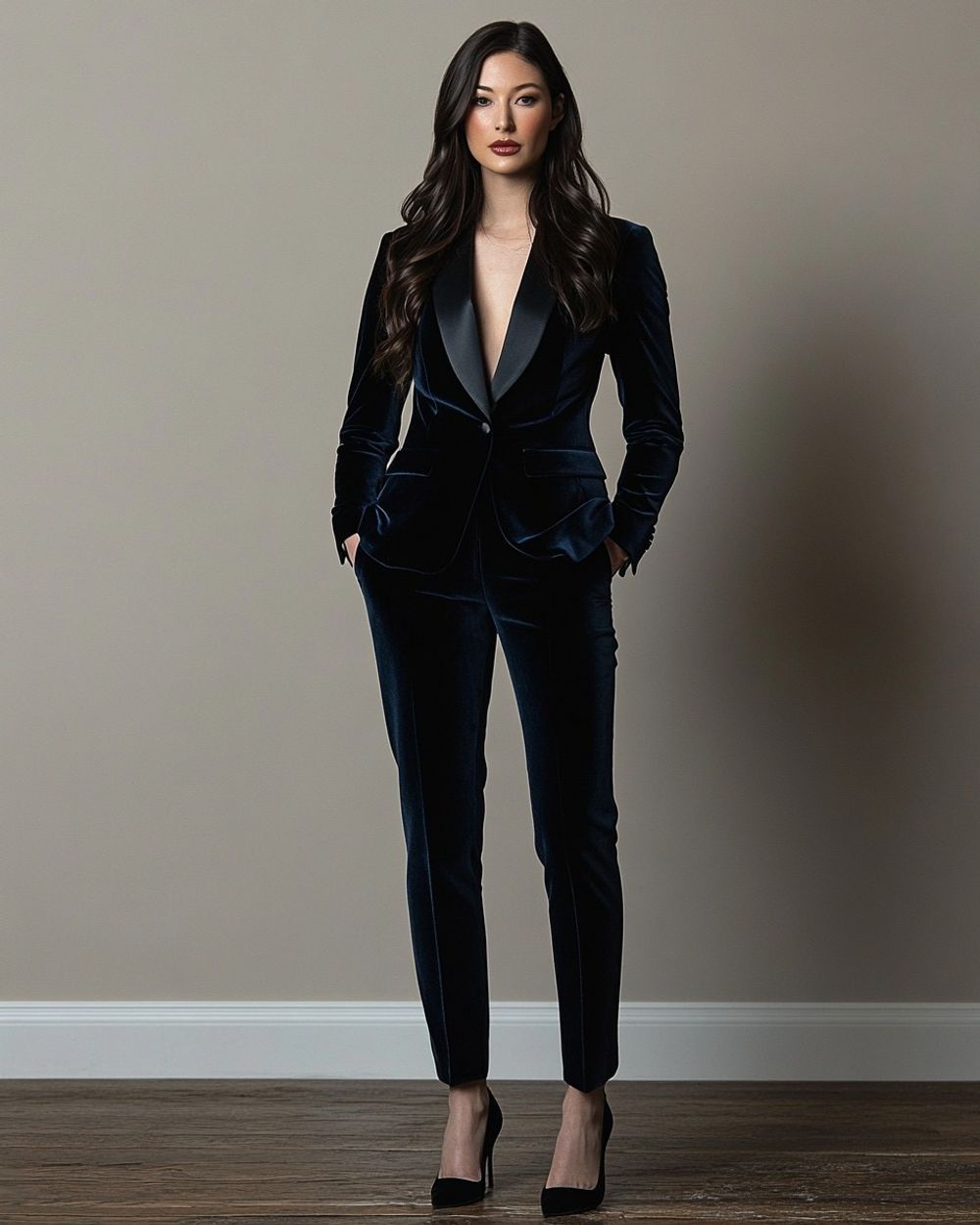 Navy blue velvet limited edition Tuxedo Blazer with peak lapels
