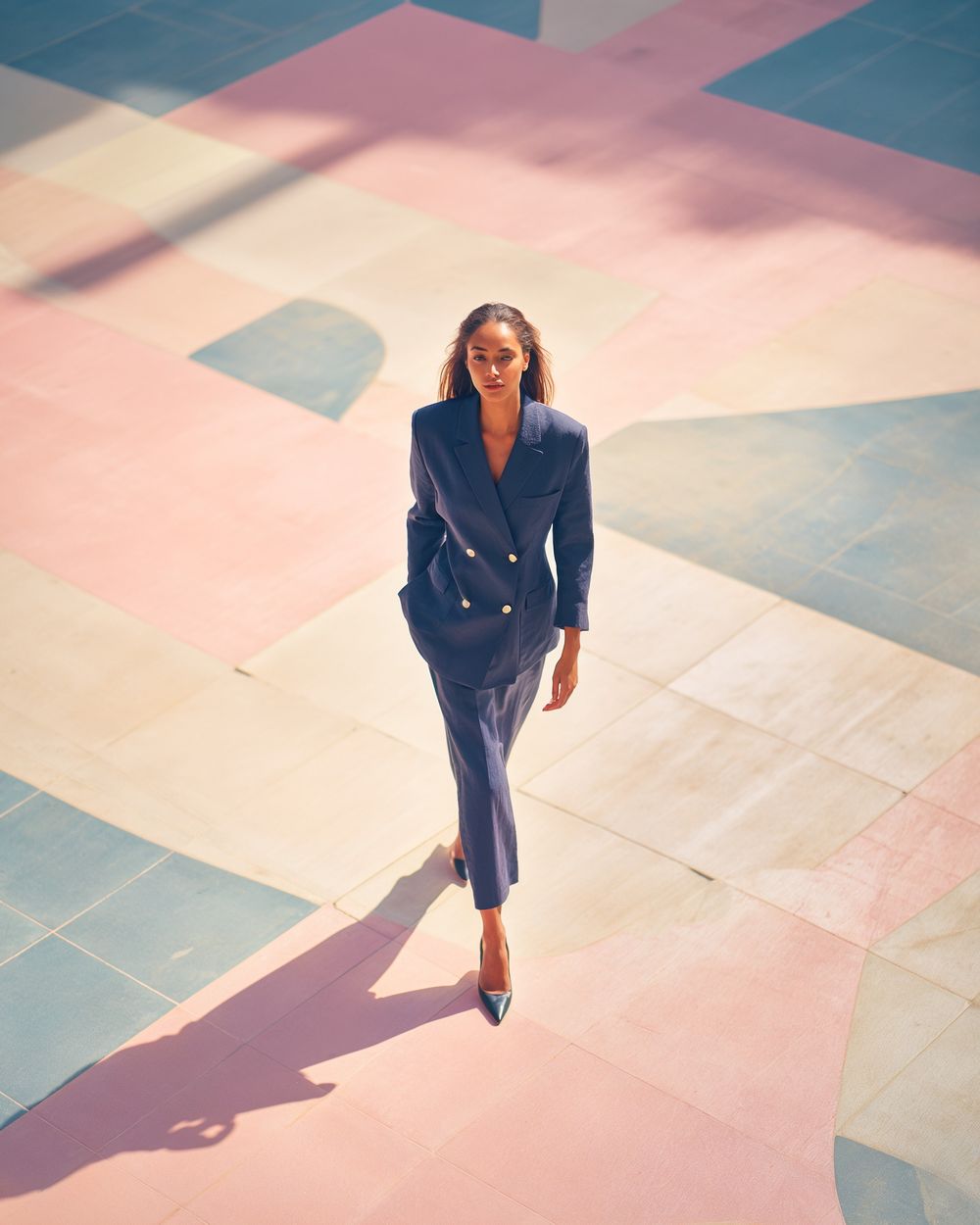 Navy Double-Breasted Suit with Pointed Heels | Sumissura