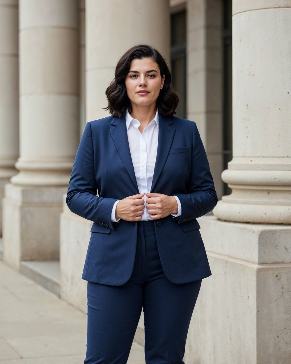 Navy Blue Power Suit with White Shirt | Sumissura