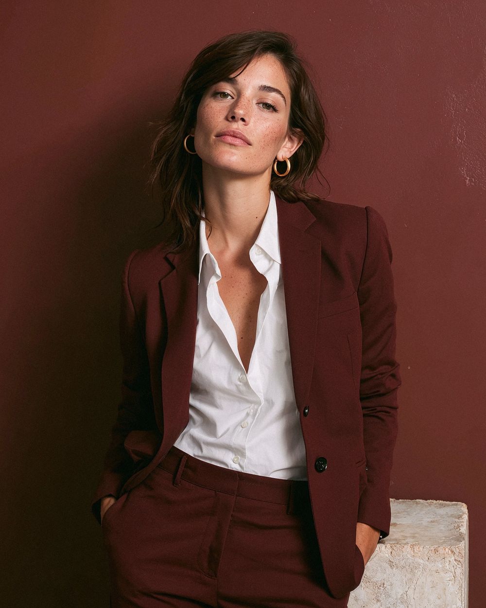 Burgundy Suit with White Dress Shirt | Sumissura