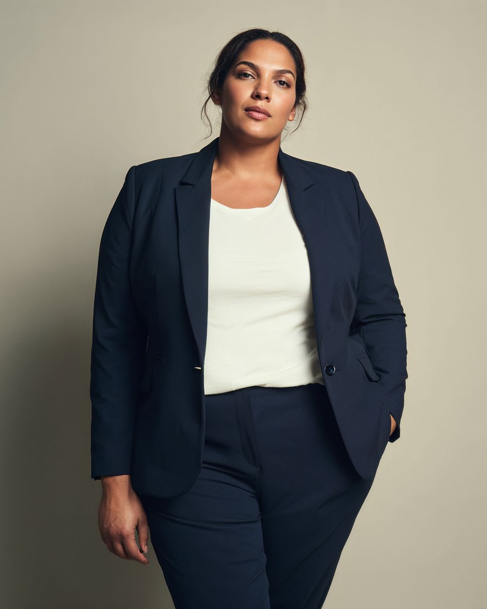 Structured Navy Suit with Cream Turtleneck | Sumissura