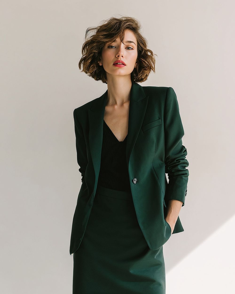 Traje de Falda Marfil de Negocios con Top Crema | Sumissura