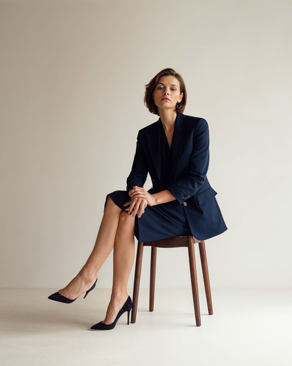 Traje de Falda Verde Bosque de Negocios con Blazer Cruzado | Sumissura