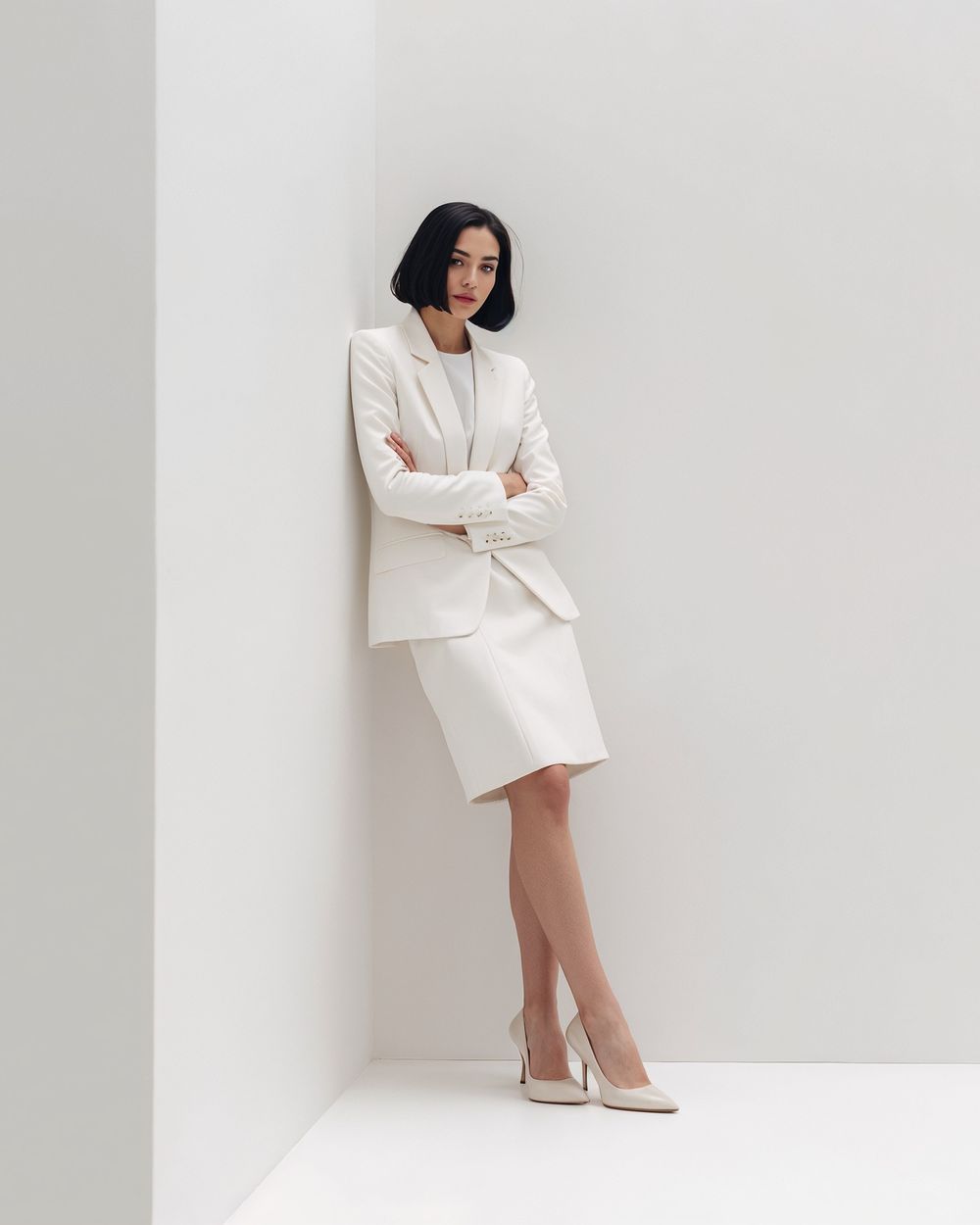 Traje de Falda Verde Bosque de Negocios con Blazer Cruzado | Sumissura