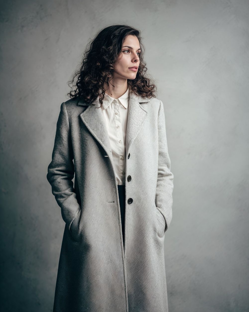 Abrigo de Lana Gris Claro con Camisa Blanca de Vestir | Sumissura