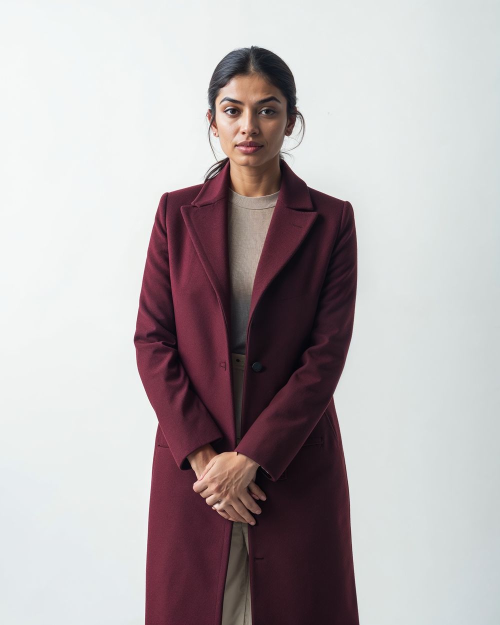 Burgundy Wool Overcoat with Tailored Fit | Sumissura