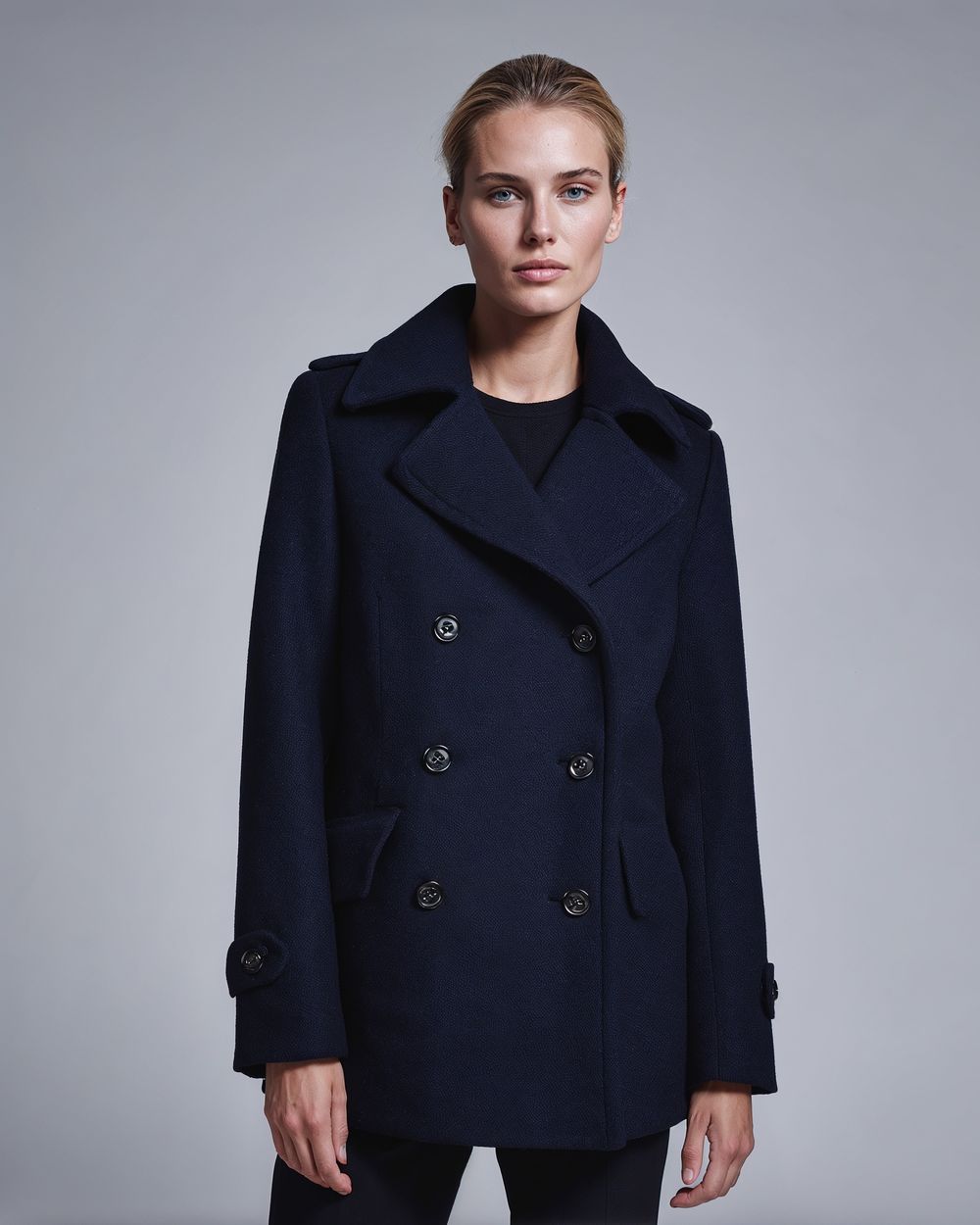 Navy blue Double Breasted Coat | Sumissura