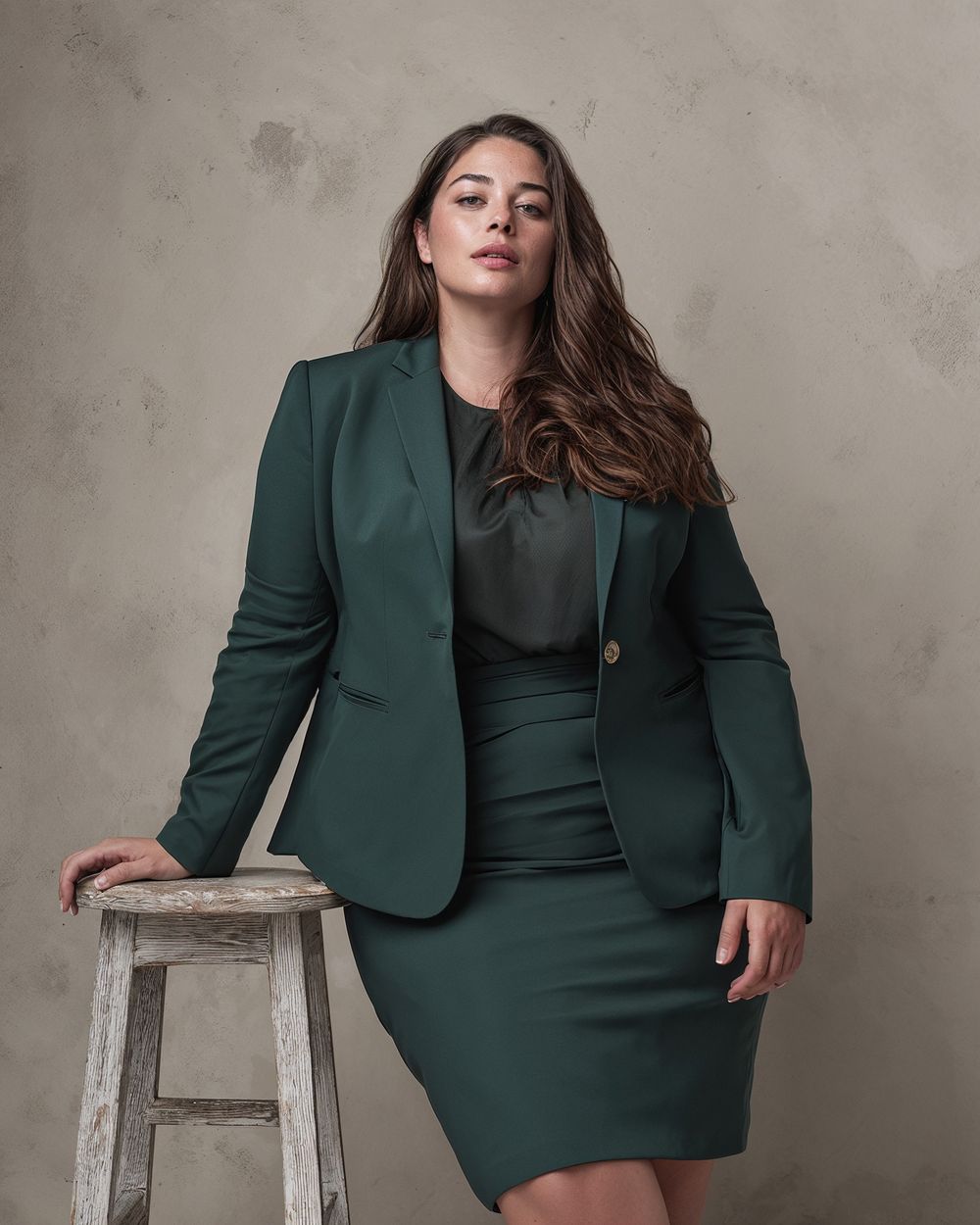 Traje de Falda Verde Bosque de Negocios con Blazer | Sumissura