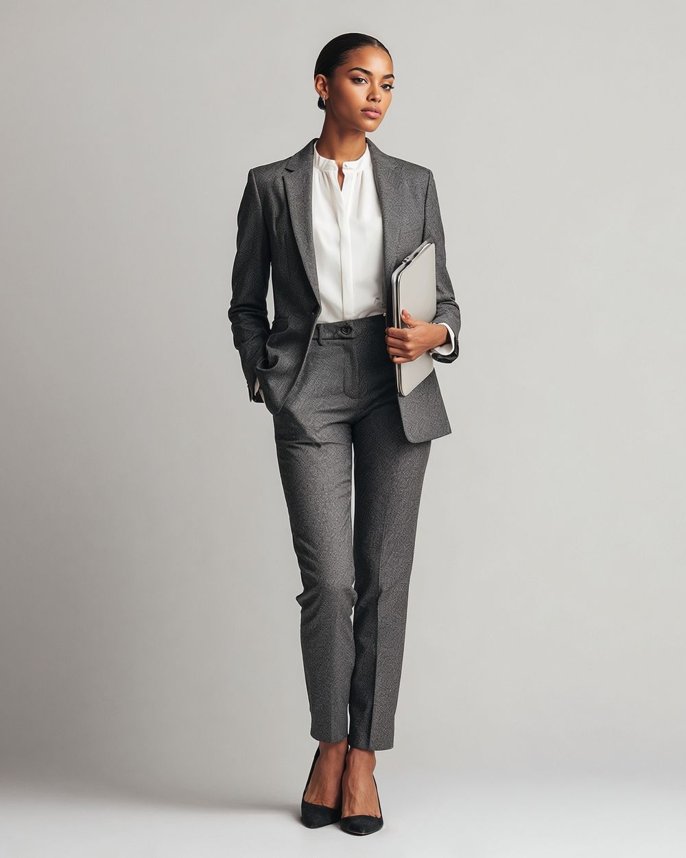Dark Purple Suit with White Blouse | Sumissura