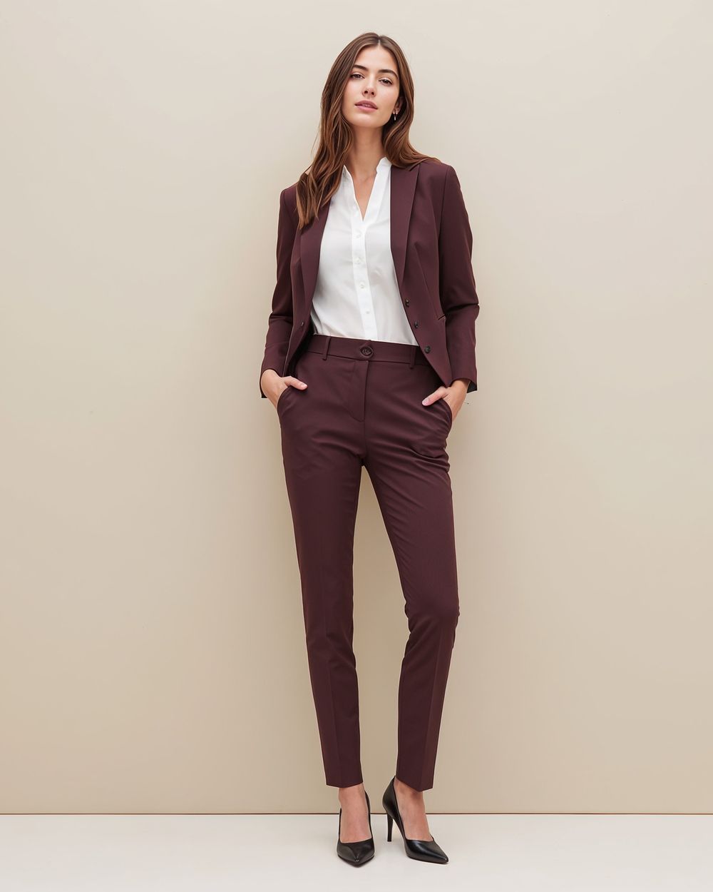 Crimson Velvet Suit with Button-Up | Sumissura
