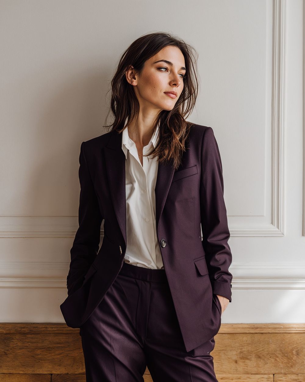 Purple Suit with White Blouse | Sumissura