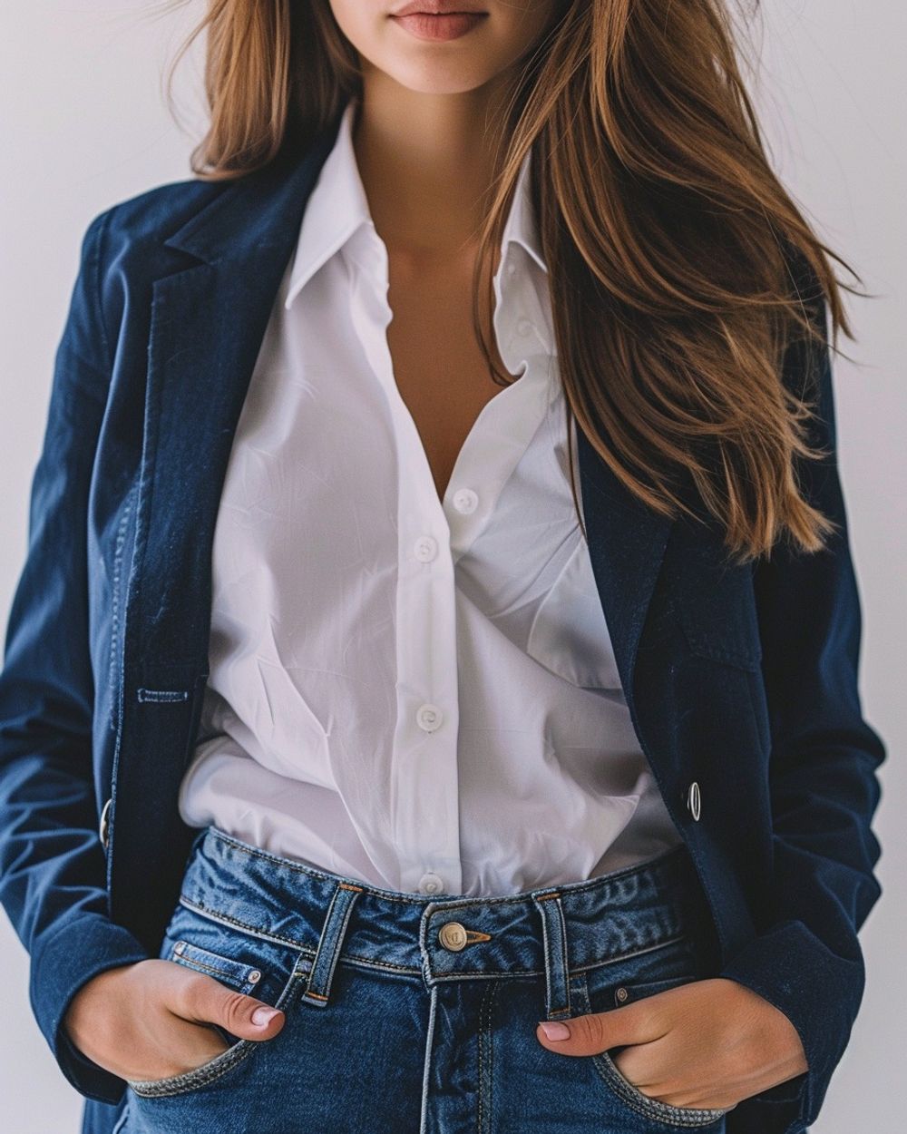 Blazer Negro con Top Blanco y Zapatillas | Sumissura