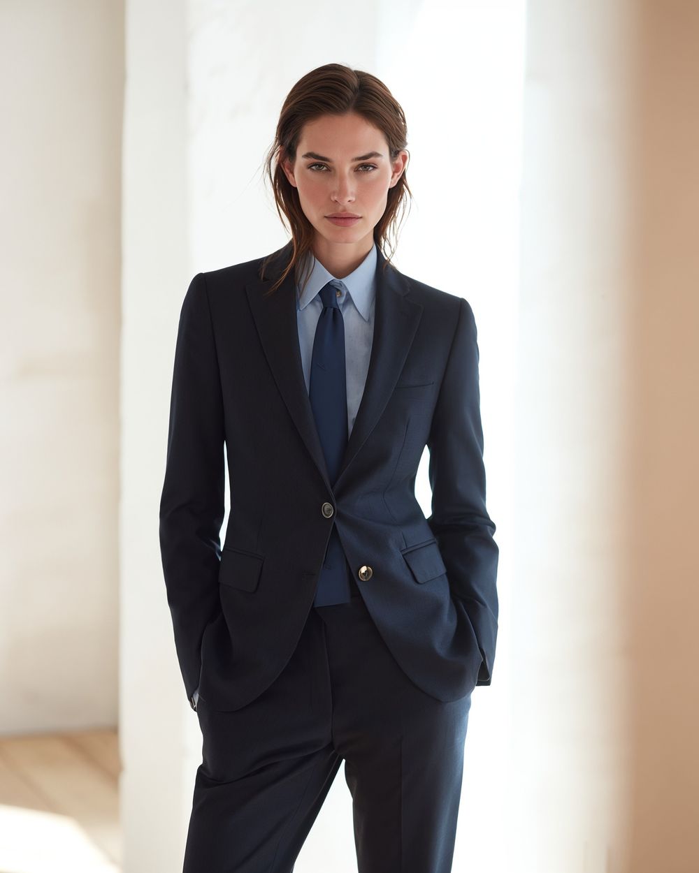 Midnight Navy Suit with White Shirt and Tie | Sumissura