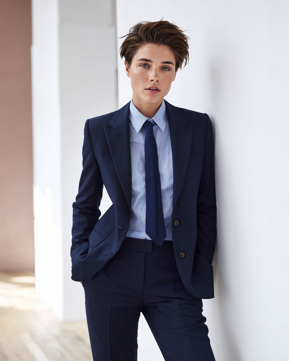 Dark Blue Suit with Striped Shirt | Sumissura