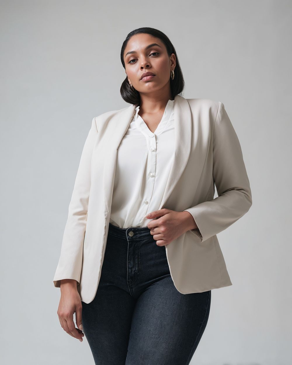 Blazer Verde Bosque con Camisa Blanca y Jeans | Sumissura