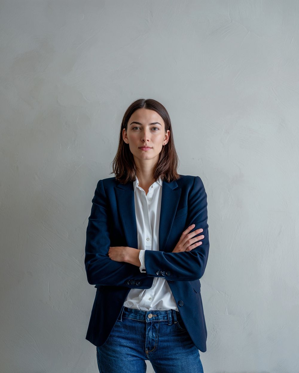 Green Tweed Blazer with White Shirt and Jeans | Sumissura
