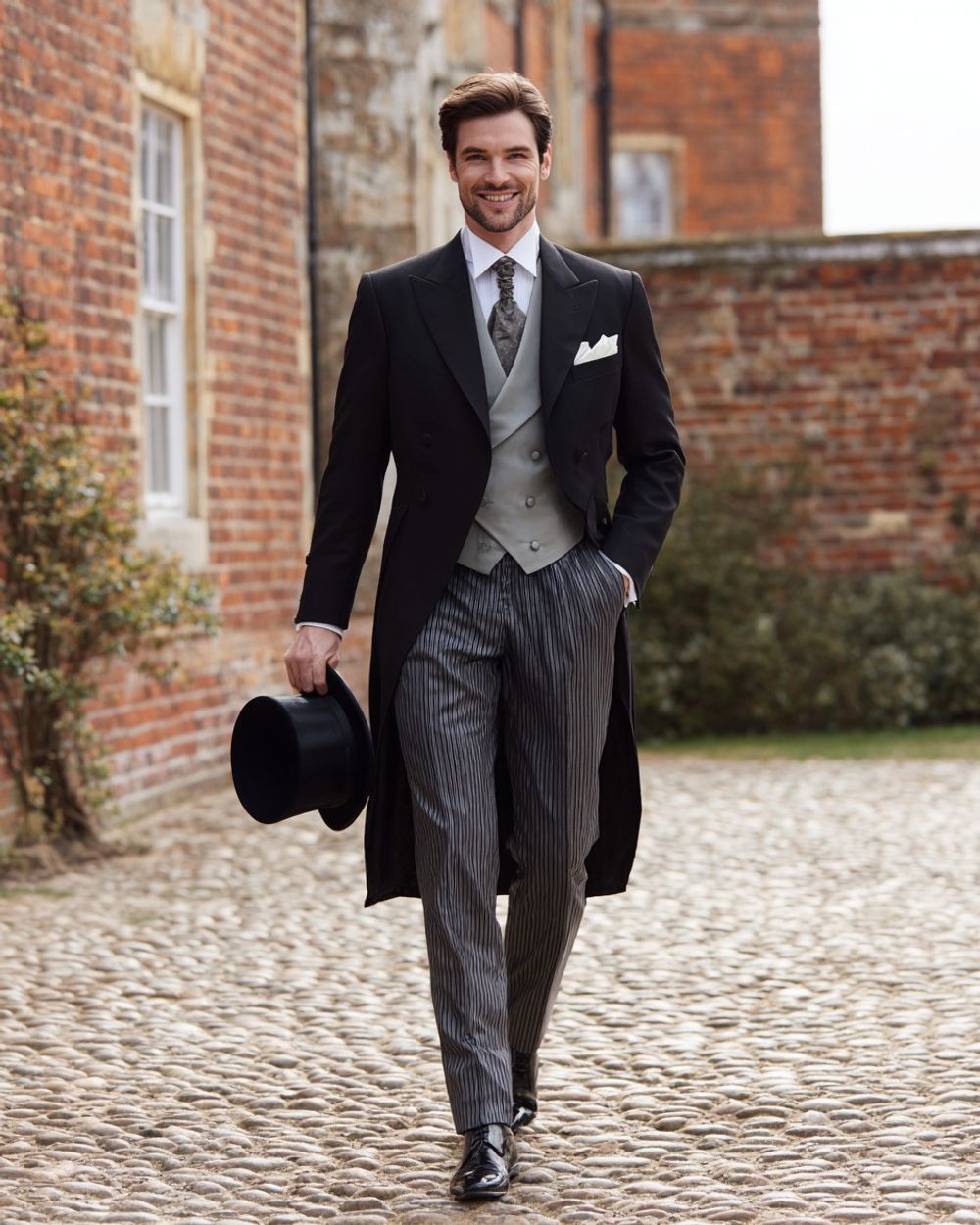 Black Morning Coat with Ivory Waistcoat and Pinstriped Trousers | Hockerty