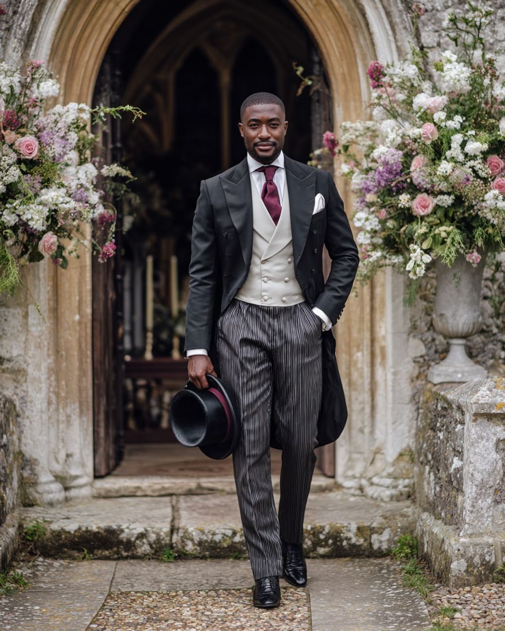 Charcoal Morning Tailcoat with Ivory Double-Breasted Waistcoat | Hockerty