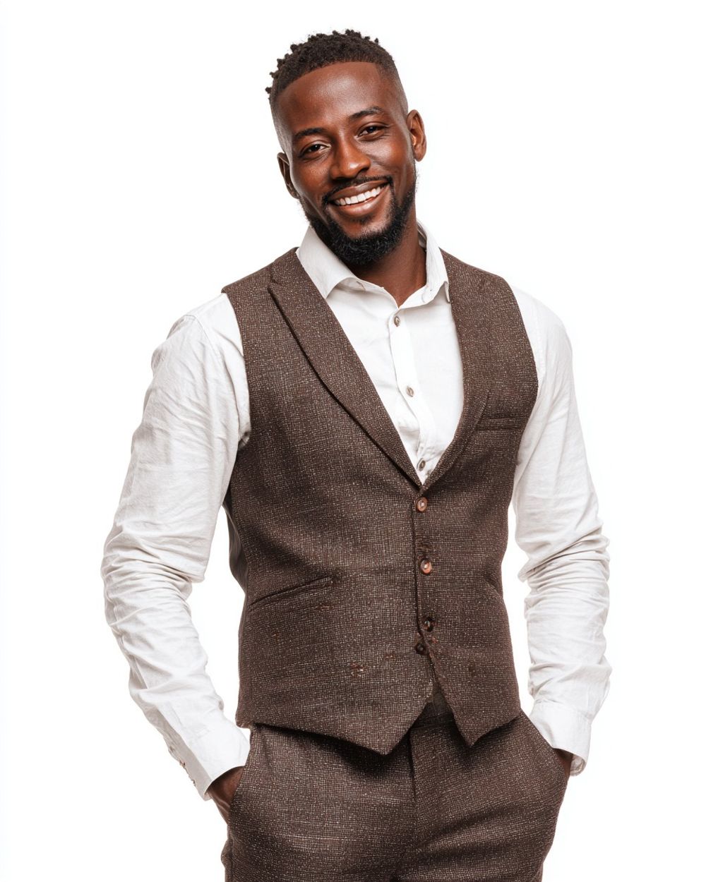 Brown Waistcoat with White Shirt | Hockerty