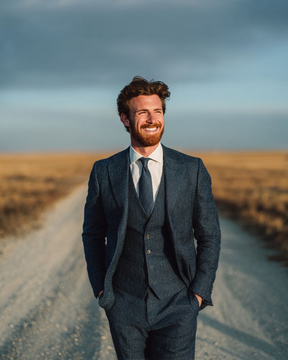 Taupe Three-Piece Suit with Ivory Tie | Hockerty