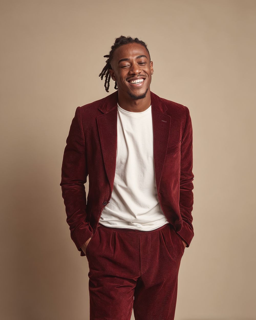 Cocktail Suit with Open-Collar White Shirt | Hockerty