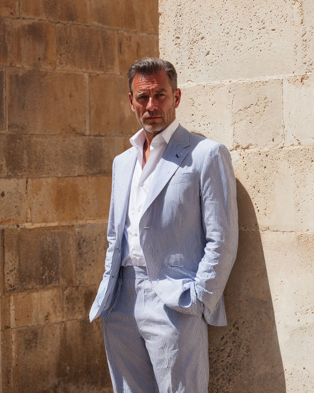 Costume Seersucker Bleu Clair avec Chemise Blanche Habillée | Hockerty