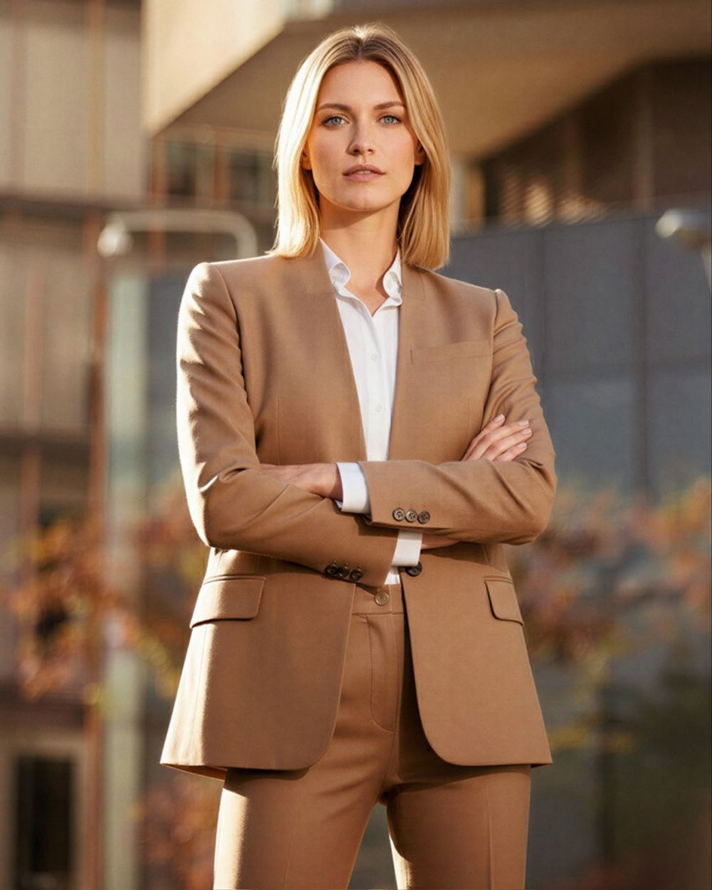 Camel stretch wide lapel limited edition Blazer